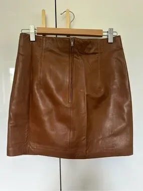 Zara | Skirts | Zara 0 Sheep Skin Brown Leather Mini Skirt Small Nwt ...